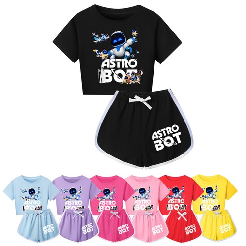 Kids Astro bot Game Casual Short Outfits T-shirt & Pants Loungewear ...