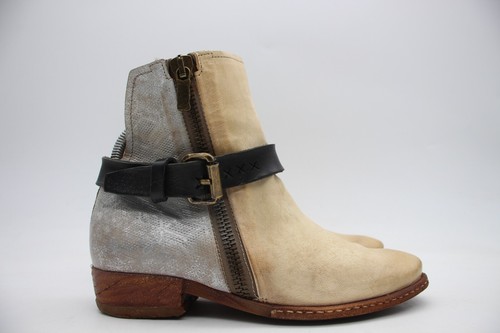 Airstep AS98 Women's Size EUR 37 Silver Beige Leather Ankle Boots Side ...