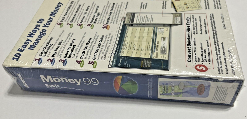 MICROSOFT Vintage Money 99 Basic for Windows Original Retail CD NEW ...