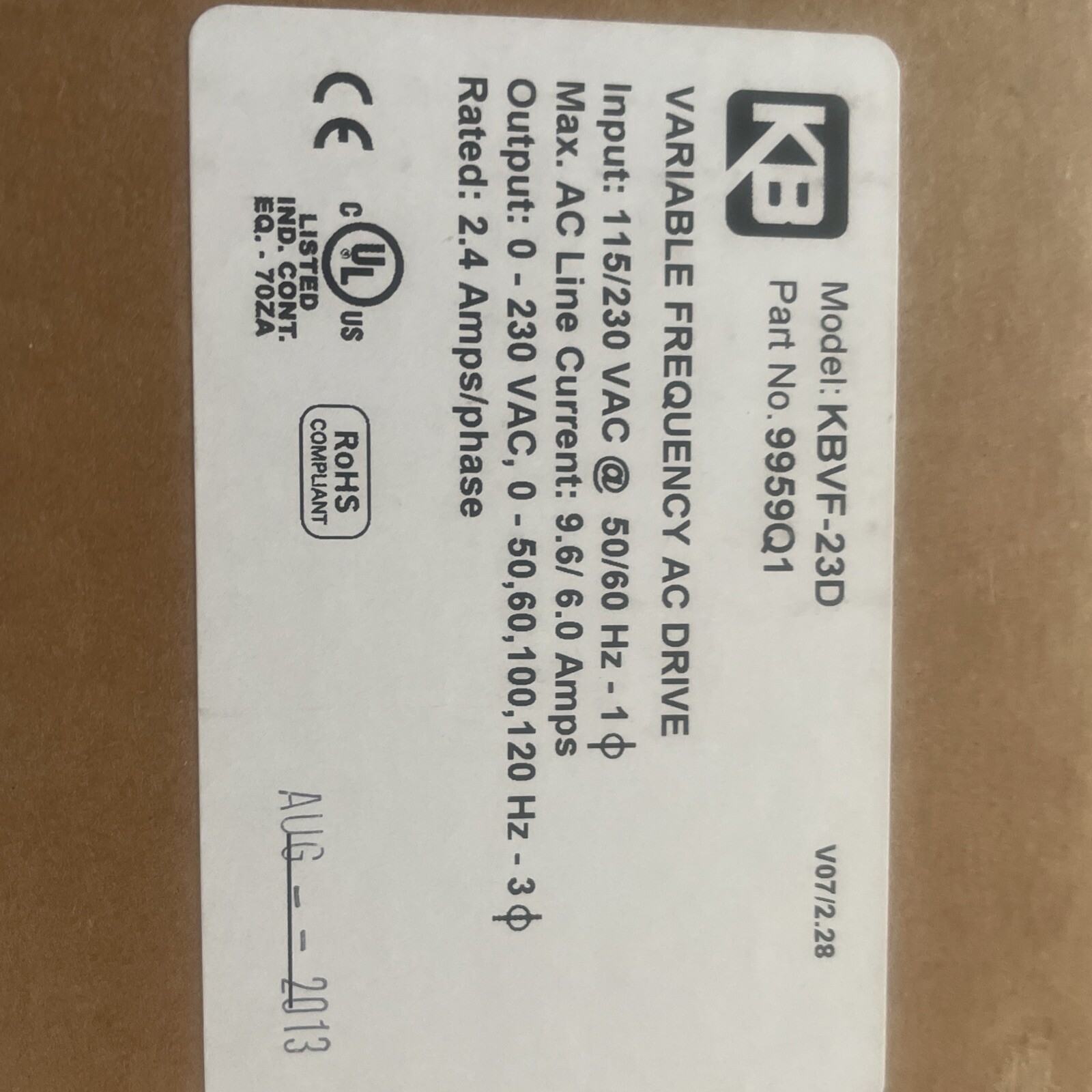 KB Electronics 9959Q1 AC Motor Drive for sale online | eBay