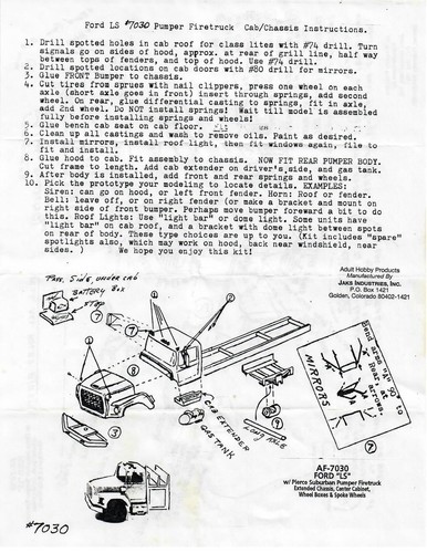 HO 1:87 Alloy Forms # 7030 Ford LS w/Pierce Surburan Pumper KIT | eBay