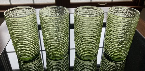 1 set of 4 5” Tall Vintage Avocado Bumpy Textured Drinking Glasses ...