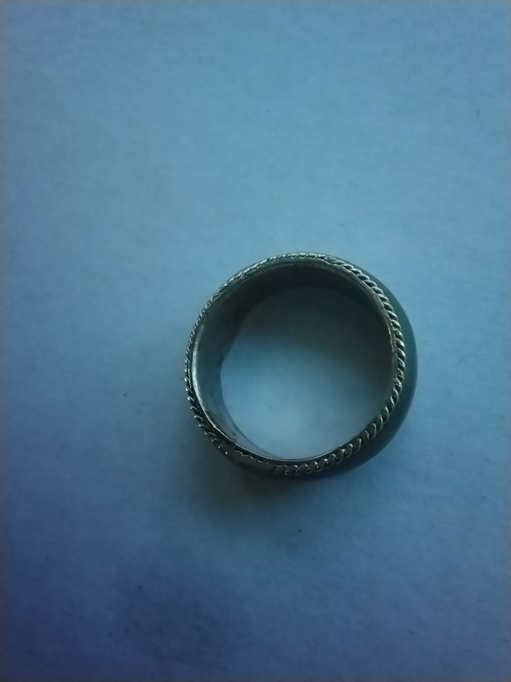 Vintage Brass Ring with Green Enamel Center & Rope Edge Design Costume ...