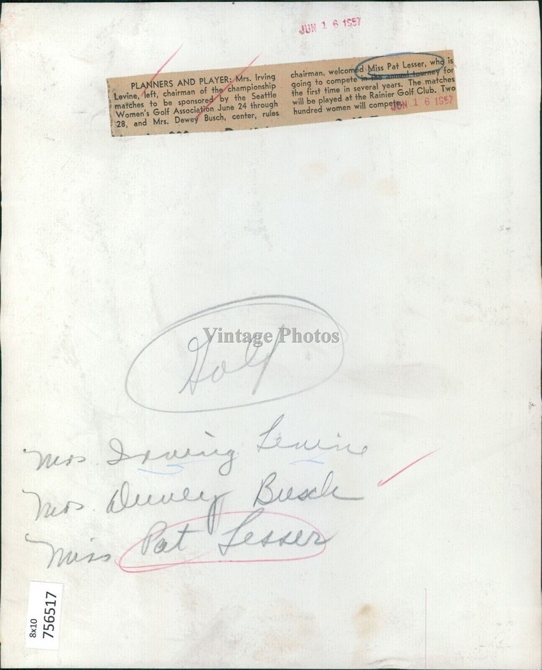 1957 Photo Golf Mrs Irving Mrs Dewey Busch Pat Leser Rainer Golf Club ...