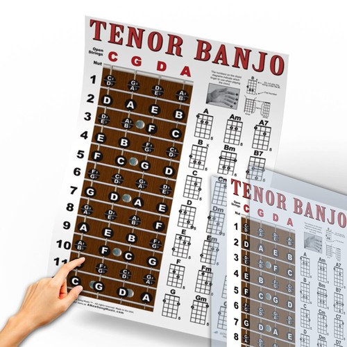 Laminated Tenor Banjo 4 String Fingerboard Wall Chord Chart Poster ...