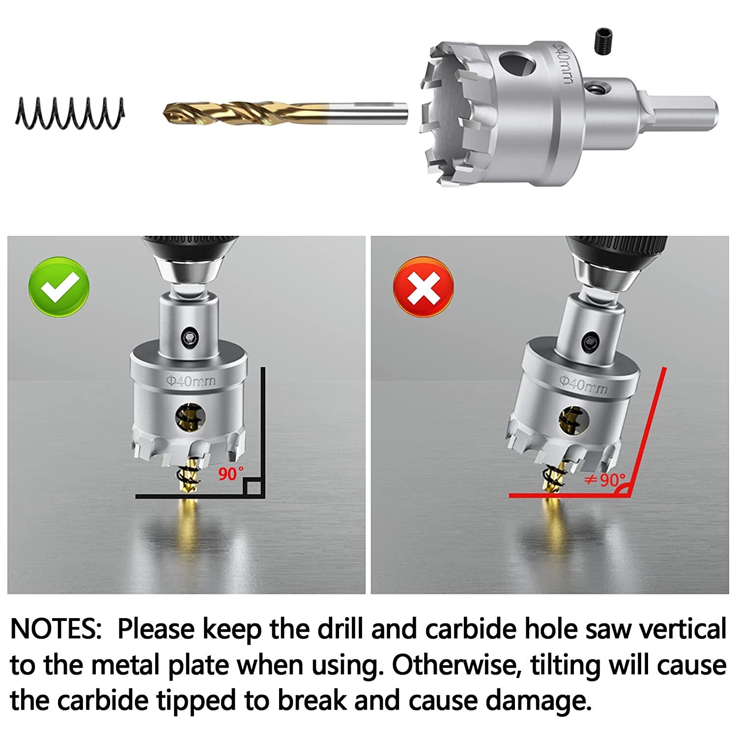 1/2"~10" Tungsten Carbide Tip TCT Hole Saw Drill Bit Steel Metal Alloy ...