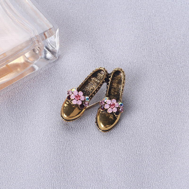 Retro Vintage Shoes Brooches Pink Rhinestone Flower Bowknot Shoes ...