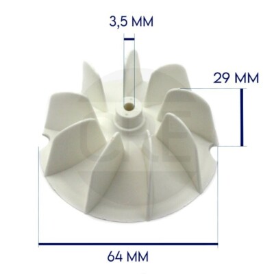 Ventola 64 mm Phon Fono Asciugacapelli con Foro Albero Motore 4 mm ...