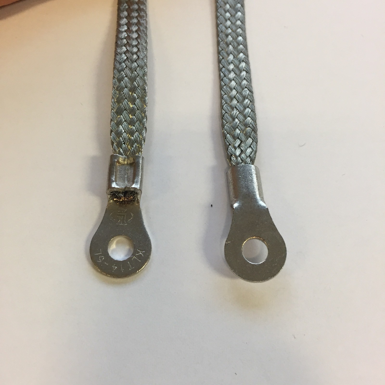 BRAIDED BATTERY EARTH STRAP, 60cm (24") 6mm RING SIZE TIN PLATED COPPER ...