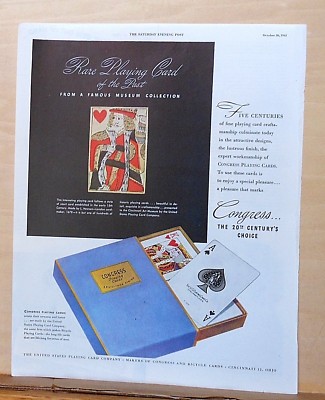 1945 magazine ad for Congress Playing Cards - 1678 playing card, five ...