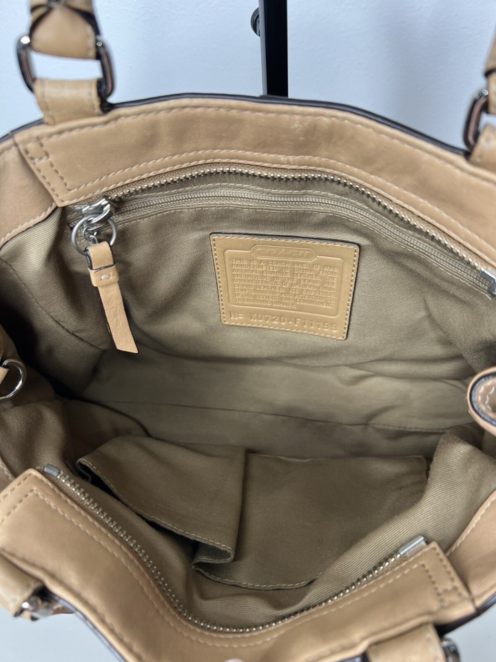 Coach Hampton Leather Satchel Tan Camel Handbag Purse F11199 | eBay