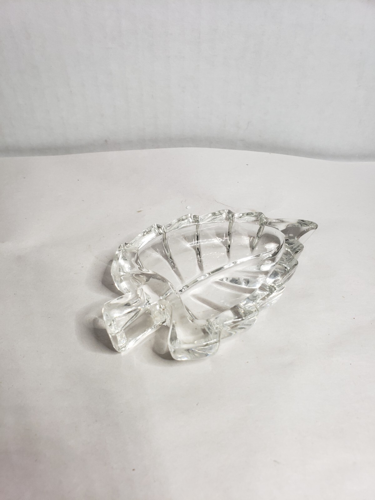 24% Lead Crystal Leaf Dish Crystal Clear Industries Hand Cut Made ...