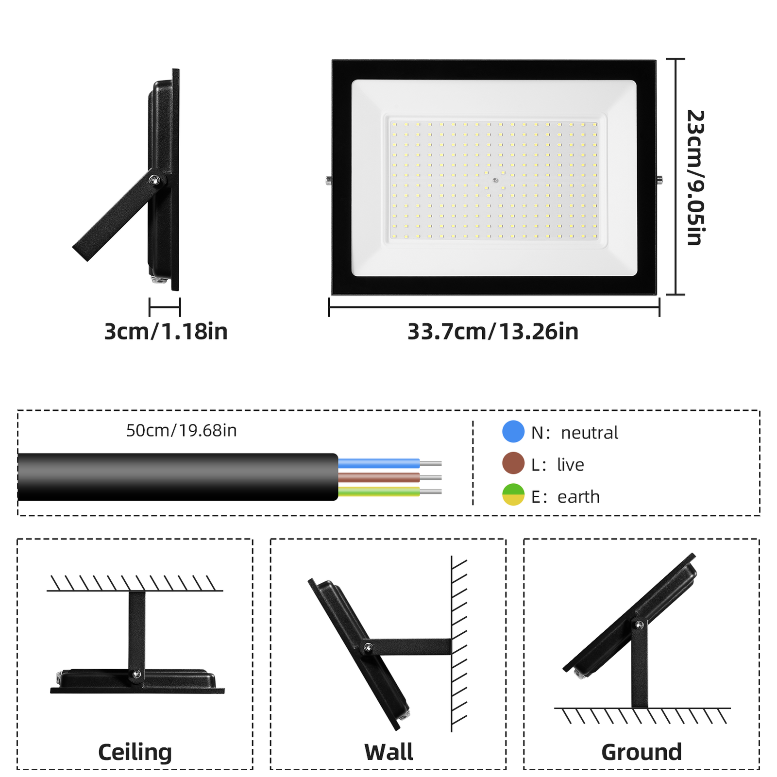 200W Watt LED Flood Light Garden Outdoor Lamp Yard Security Spotlight ...