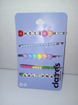 Claire's Girls Hair Pins/Clips (5-Pack) hearts, beads & letter Design ...