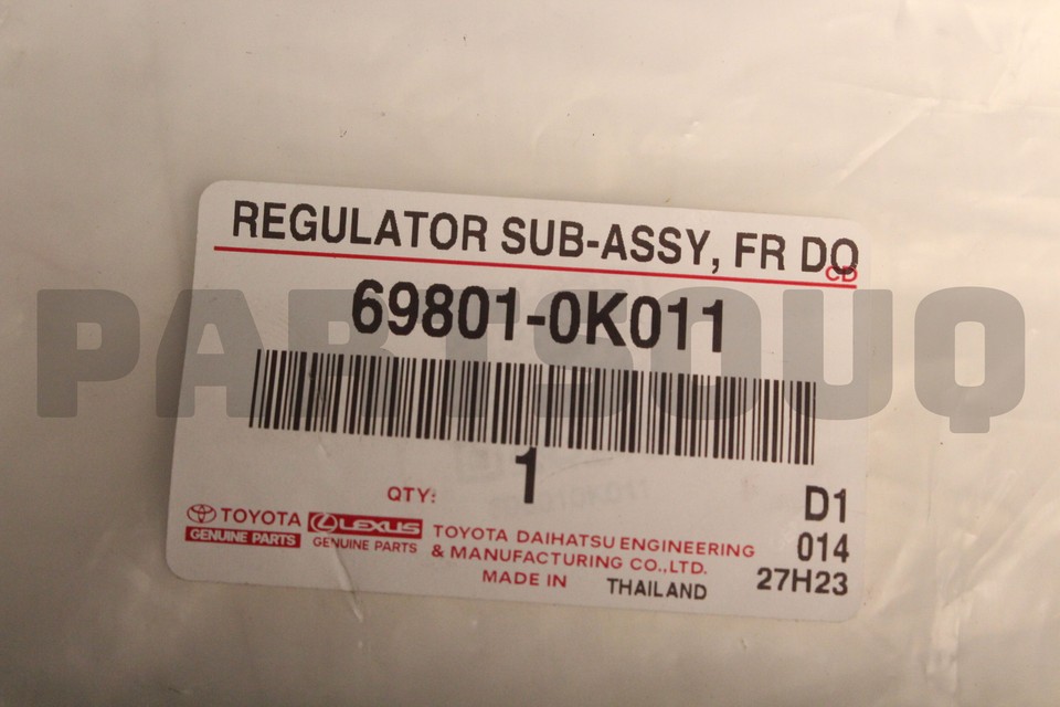 698010K011 Genuine Toyota REGULATOR SUB-ASSY, FRONT DOOR WINDOW, RH ...