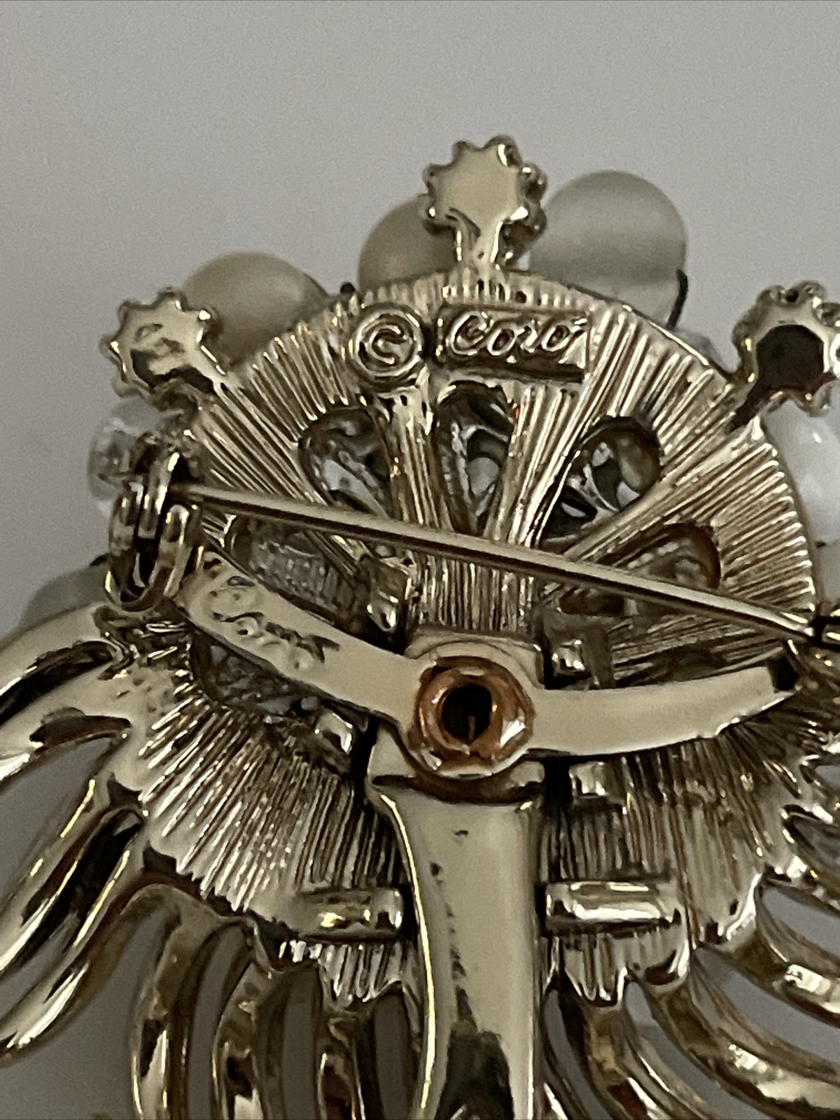 CORO Vintage Rhinestone Beaded Flower Brooch - Gem