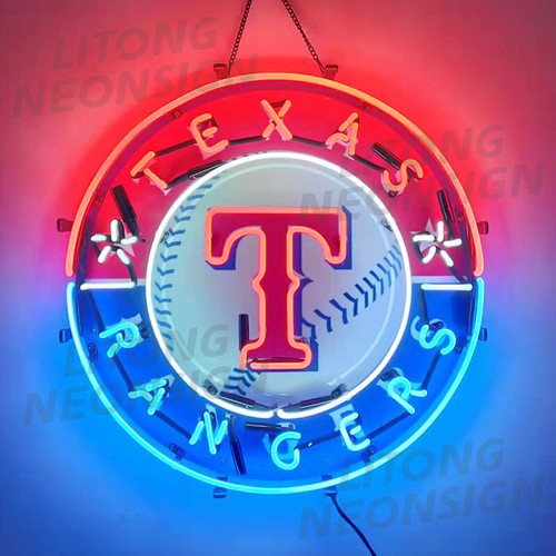 Texas Rangers T Beer Neon Light Sign Lamp With HD Vivid Printing 18x18 ...