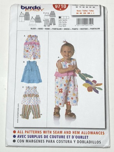 Burda Sewing Pattern 9710 Infant Toddler Dress and Pants Sz 6M - 3 ...