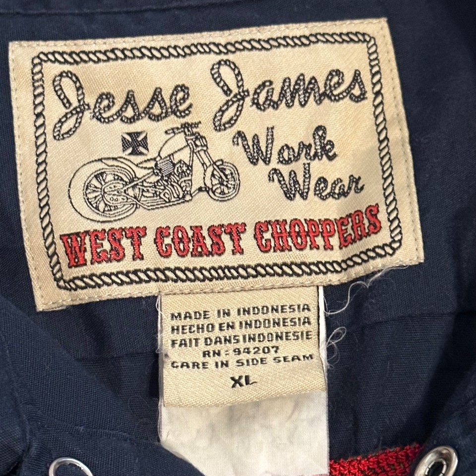 Vintage West Coast Choppers Shirt Men's XL Blue Jesse James Workwear M/C Club | eBay