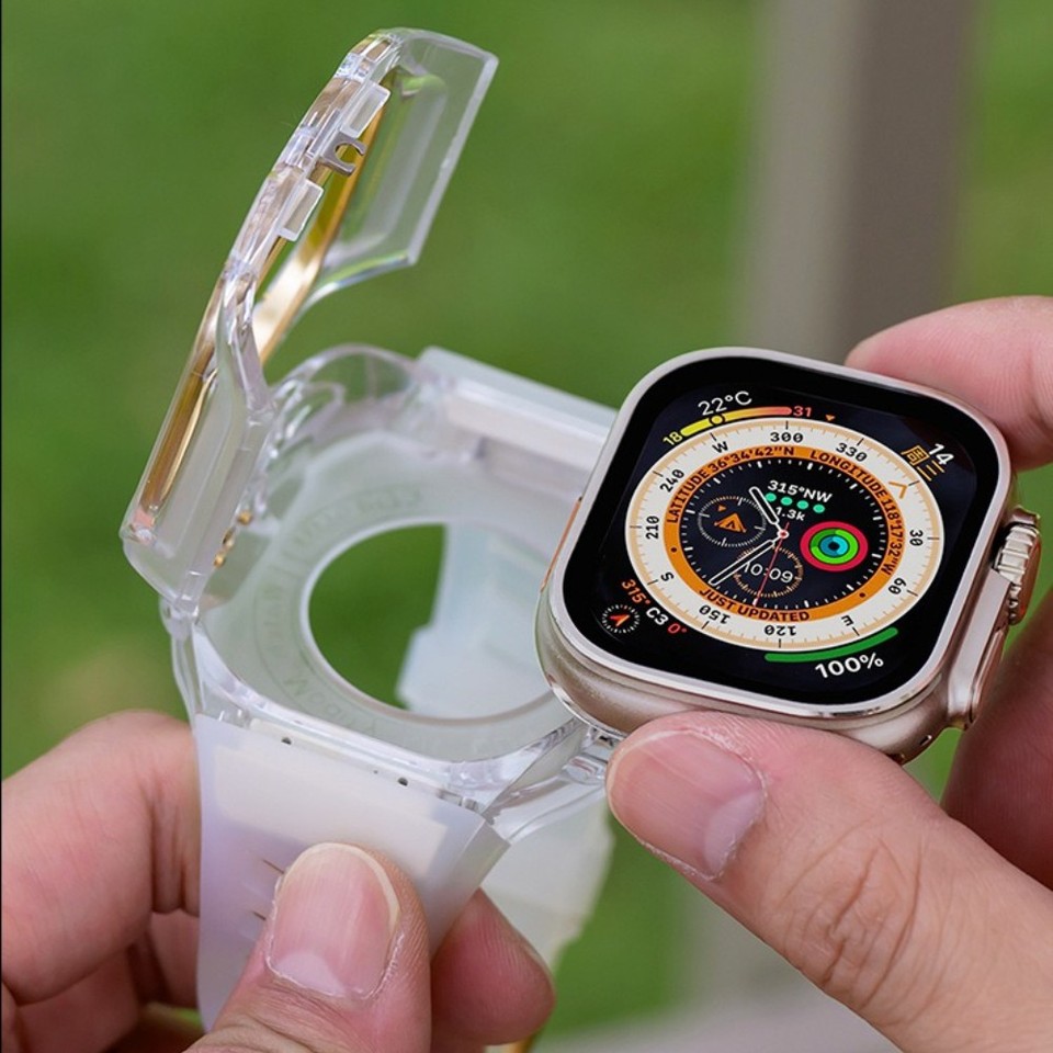 Luxury Transparent PC Case Band Strap Mod Kit For Apple Watch Ultra 3 2 ...