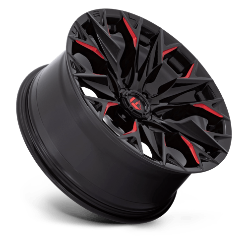 20X9 Fuel 1PC D823 FLAME 6X5.5 1MM GLOSS BLACK MILLED WITH CANDY RED (4 ...