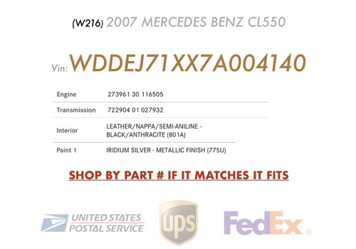 W216 MERCEDES 2007 CL550 Rear Seat Mounting Bracket Set OF 4 ...