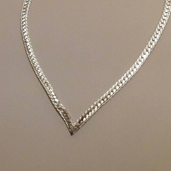 4mm Sterling Silver SP Fancy CHEVRON Style Necklace Great Gift Idea! | eBay