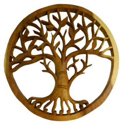Wooden Tree of Life Carving Wall Art Tile Plaque - Tree of Life With ...