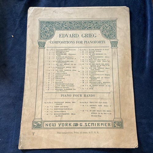 Antique Music Sheet 1899 Edward Grieg Compositions For Pianoforte 5 pgs ...