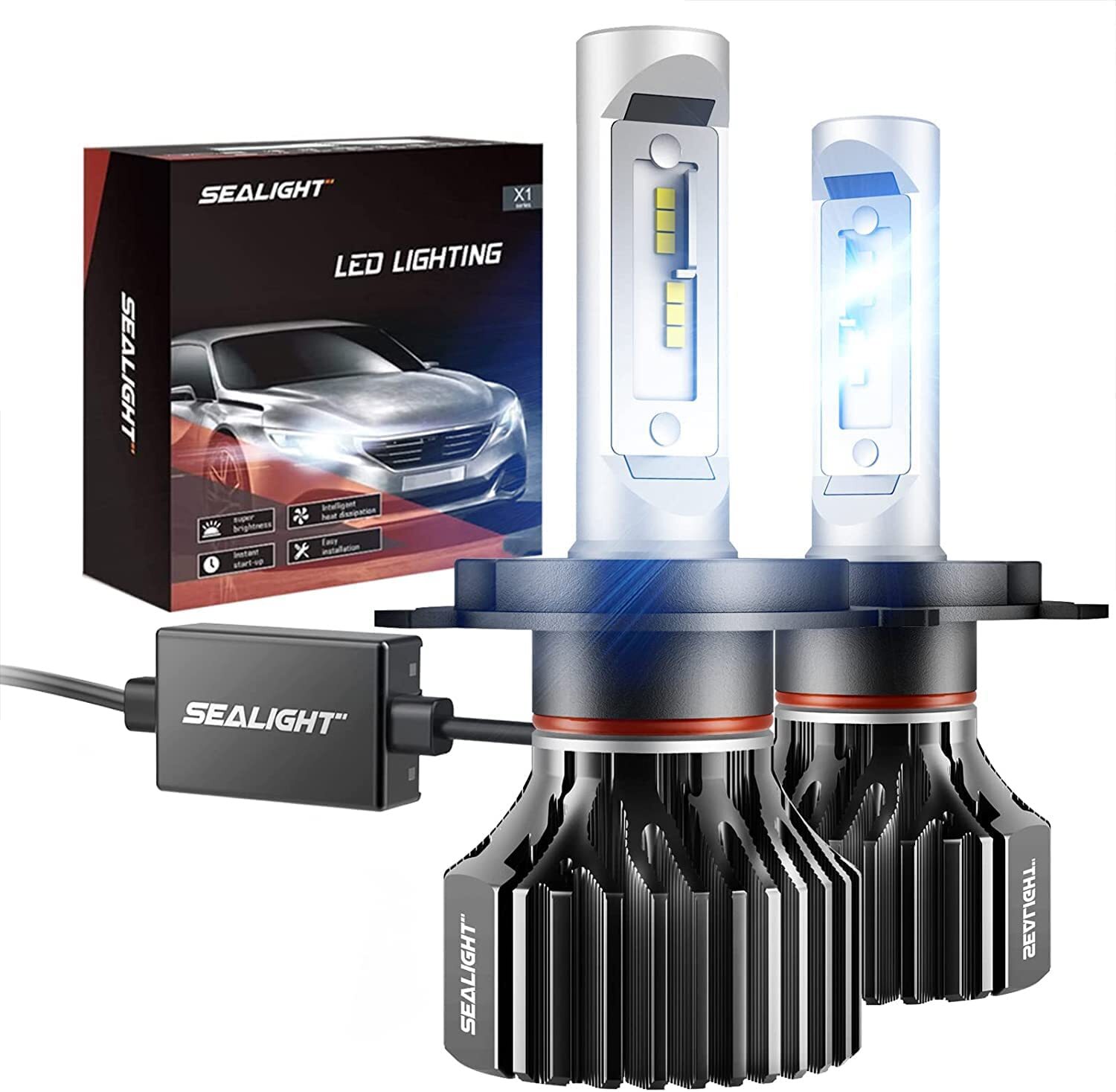 SEALIGHT H4 9003 LED Headlights High Low Beam Bulb Super Bright White ...
