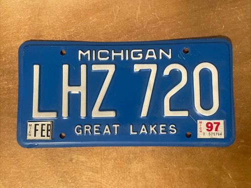 1997 Michigan License Plate Great Lakes Blue # LHZ 720 | eBay