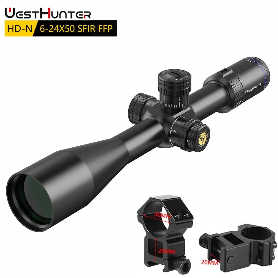 WestHunter HD-N 6-24X50 SFIR FFP ZERO STOP Scope First Focal Plane ...
