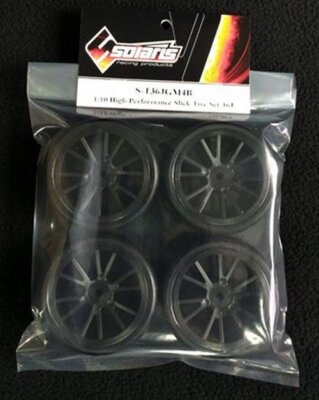 Solaris S-T36JGM4B 1/10 RC Touring Car Black Wheel w/36J Slick Tire Set ...