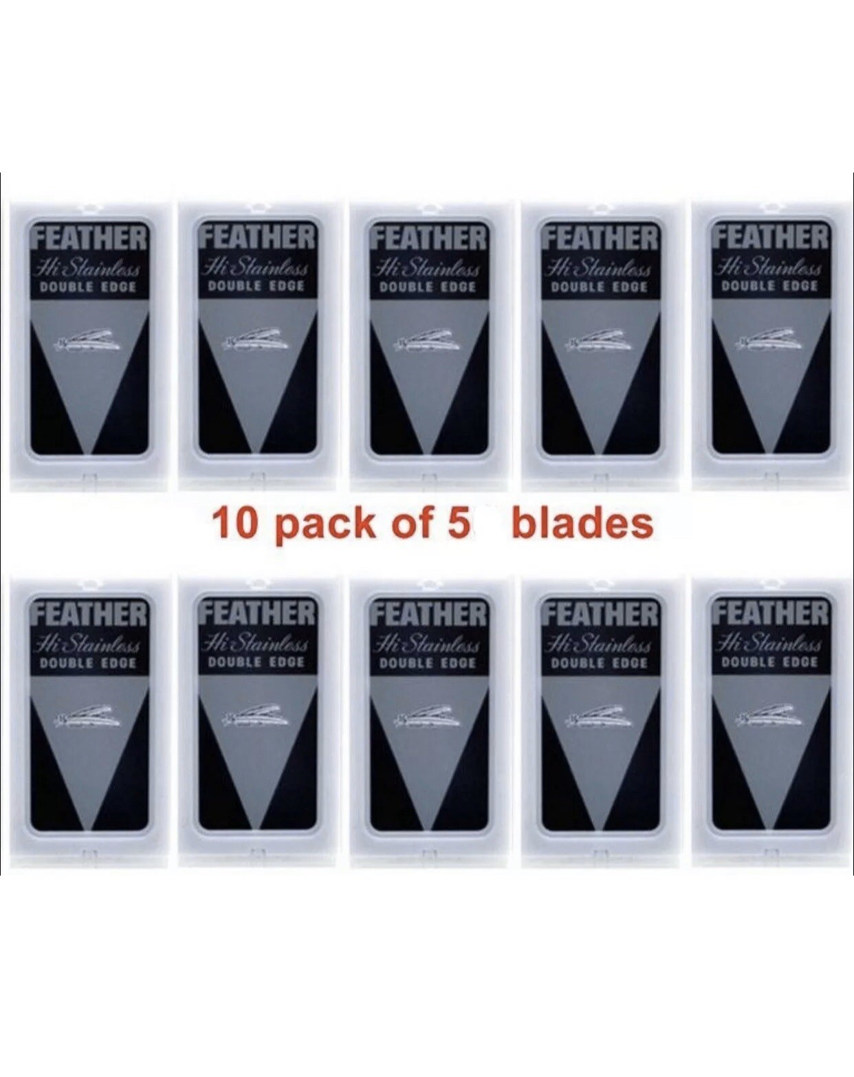 100 Feather Razor Blades Yellow/Red STAINLESS Double Edge Shaving ...