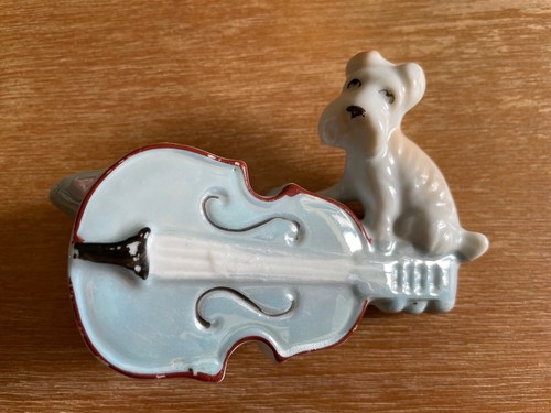 Dog & Cello Miniature Pitcher/Figurine Porcelain Hand Painted Made in ...
