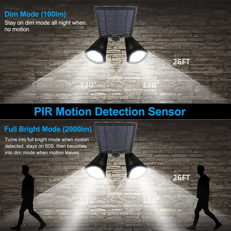 14 LED Dual Security Detector Solar Spot Light Motion Sensor Outdoor ...