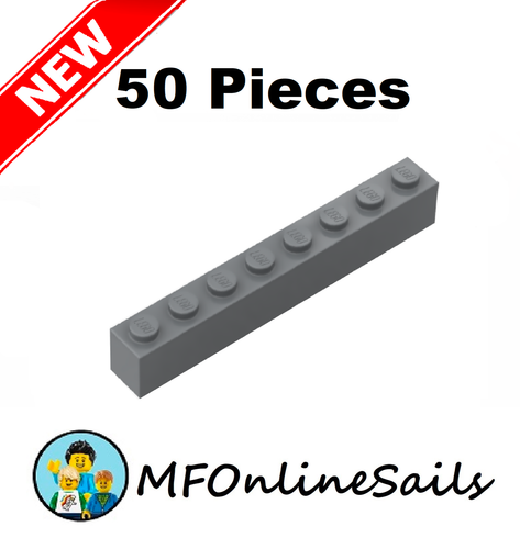 **NEW** 50x Genuine LEGO 1x8 Bricks - Dark Bluish Gray - Piece # 3008 ...