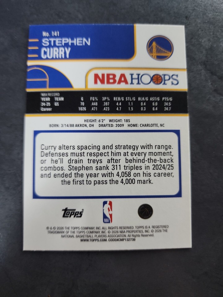 2025-26 Topps NBA Hoops Stephen Curry Light Burst SSP Warriors # 141 | eBay