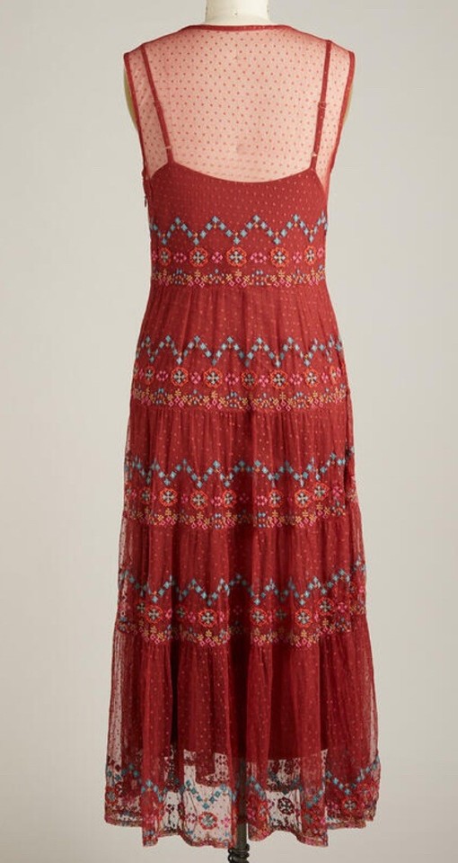 NWT Sundance Catalog Rust Embroidered “Sunset City Dress” Size L $198 ...