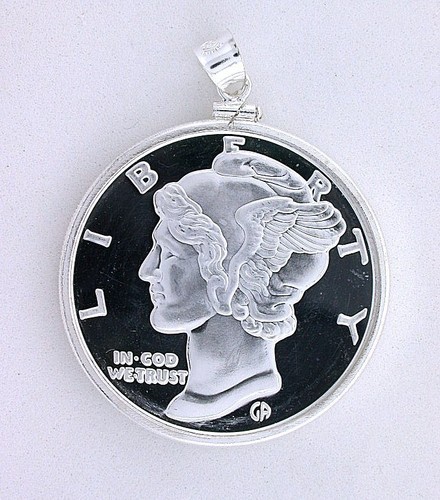 MERCURY DIME TYPE .999 PURE SILVER ONE OUNCE SILVER PENDANT EBS7206 | eBay
