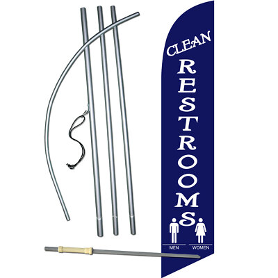 Clean Restroom Flag with Flag Pole and Spike | eBay