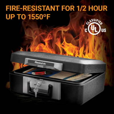 Home Safes Lock Boxes 1160 Fire-Resistant Box Safe w/Key Lock 0.25 cu ...