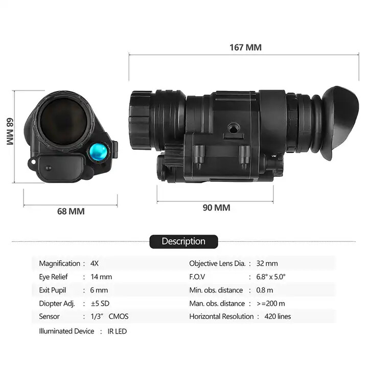 PV-1011 Digital PVS-14 Telescopic Infrared Night Vision Monocular Scope ...