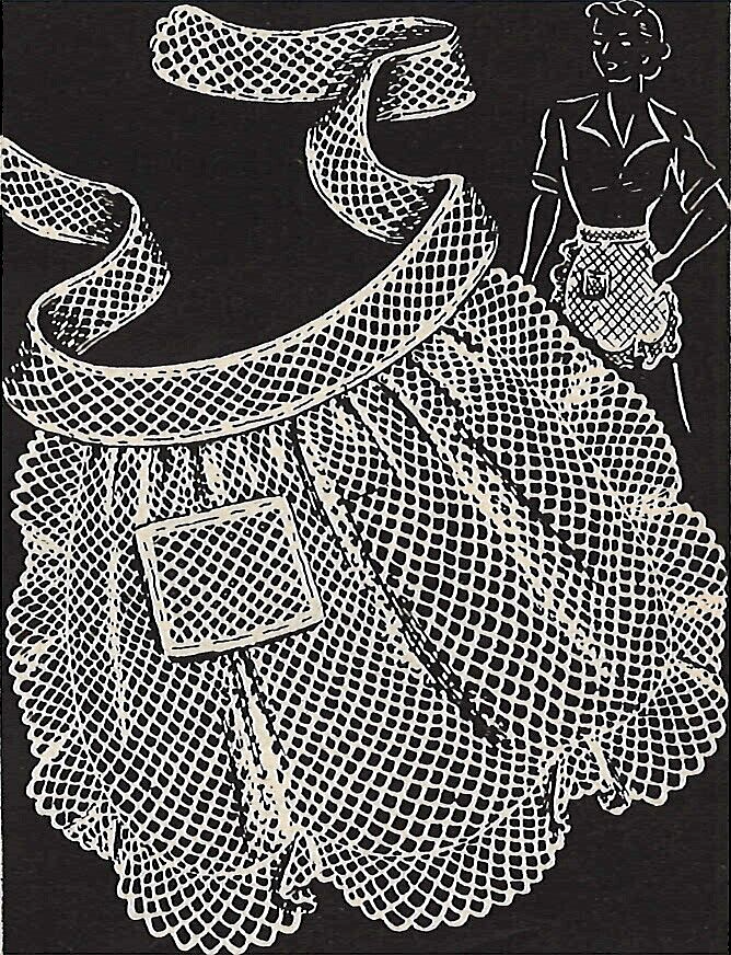VINTAGE Ruffled Thread Hostess Apron/Crochet Pattern INSTRUCTIONS ONLY ...