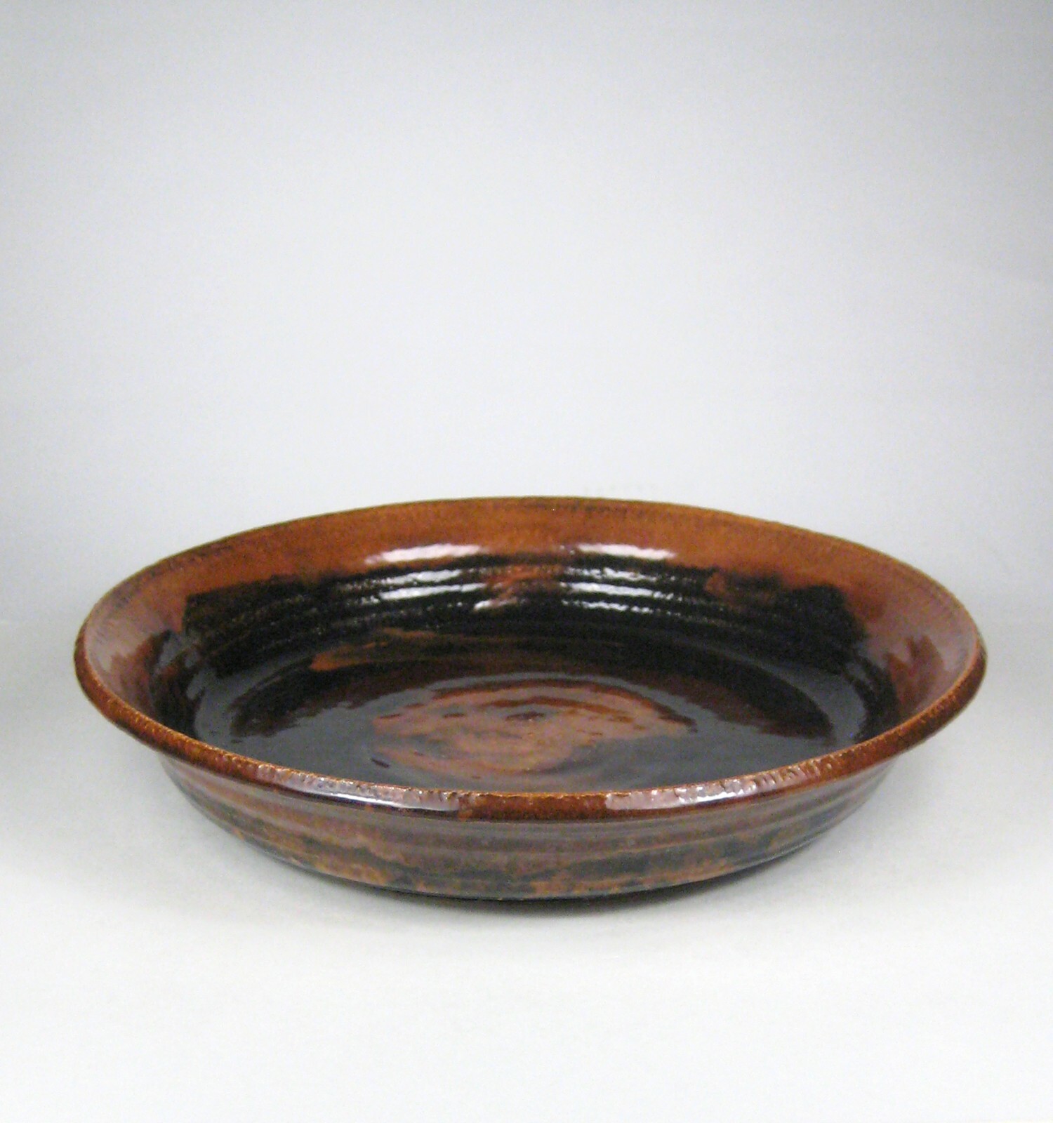 BS Hand Thrown Glazed Studio Pottery Shallow Bowl Signed Size 12.25 ...