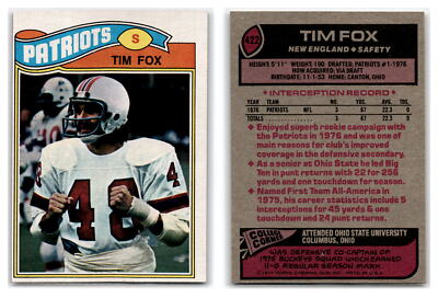 1977 Topps #422 Tim Fox RC EXMT/NM - New England Patriots | eBay