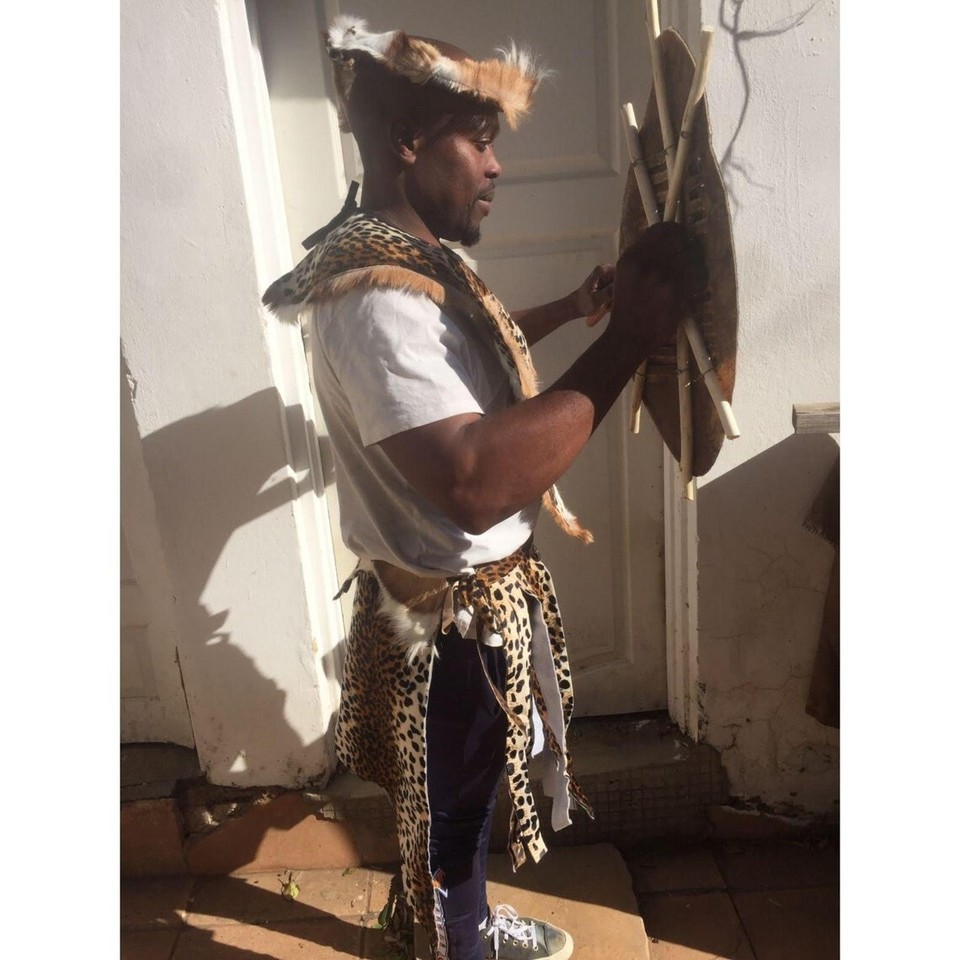 5 in 1 Ibheshu Zulu Warrior Umqhele Mbata Men's Traditional Regalia Set ...
