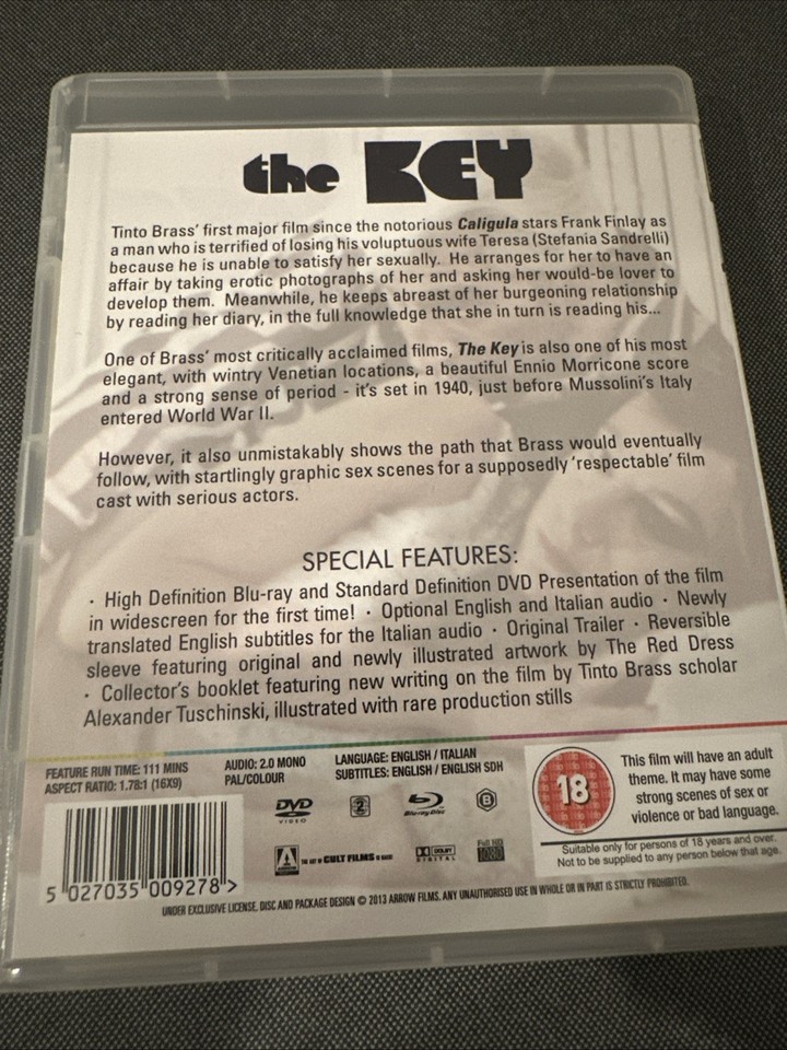 The Key (1983) (Blu-ray/DVD) Tinto Brass Arrow Region B w/ booklet RARE ...