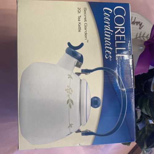 Vintage Corelle Coordinates by Corning Secret Garden Enamel Tea Kettle ...