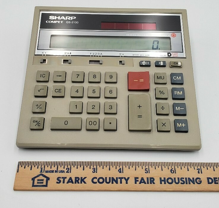 VINTAGE SHARP Compet QS-2130 Solar Calculator Solar Cell with Battery Backup | eBay